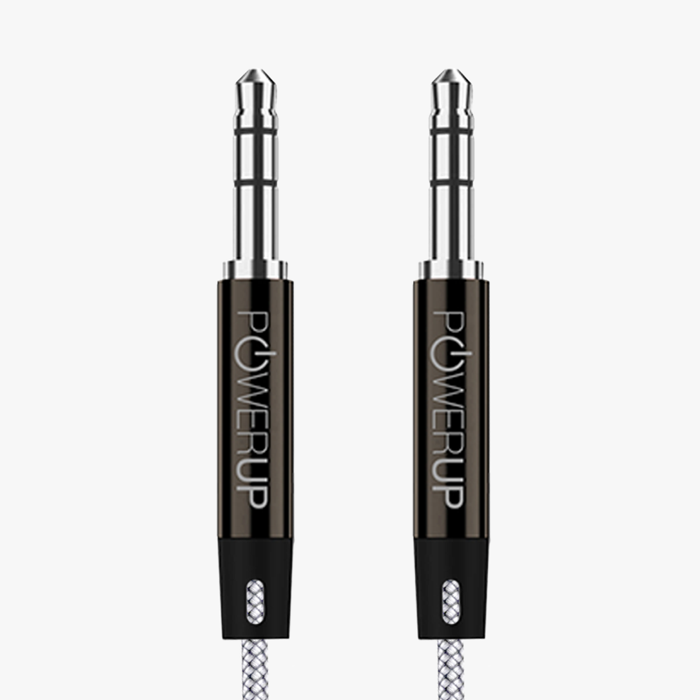 POWERUP Metal Aux Cable 1.2 Mtr / 120 cm - Grey