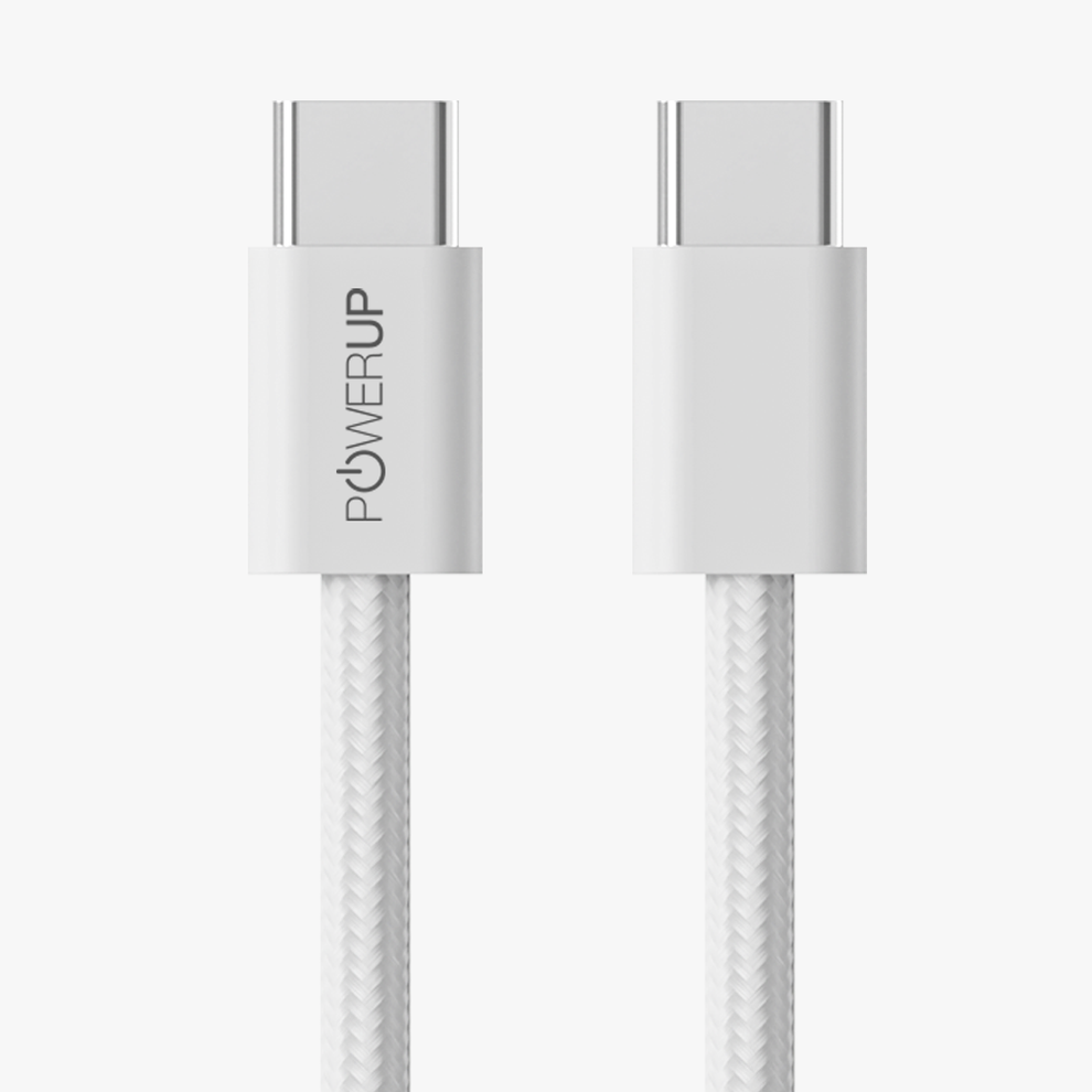 POWERUP 45W Type C to Type C Cable 1 Mtr / 100 cm - White